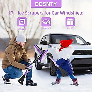 DDSNTY Purple 27”Snow Brush and Detachable Ice Scraper, 1 PC Snow Brush and Ice Scraper Set,Comfortable Foam Grip,Detachable Scraper,Suitable for car SUV and Truck Purple