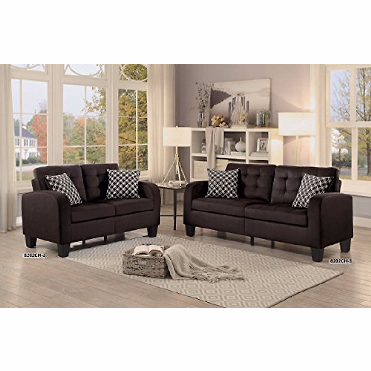Homelegance Sinclair 72" Fabric Sofa, Chocolate