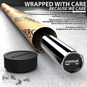 Synergee Essential 40lb Chrome Olympic Barbell. Great for Weightlifting, Powerlifting and Crossfit