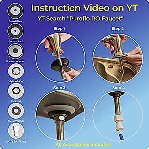 Puroflo Brushed Nickel Reverse Osmosis Faucet, NSF Certified Lead-Free Drinking Water Faucet for Under Sink Water Filtration System, Non-Air Gap Brushed RO Faucet, Filtered Water Faucet FLR-575BN