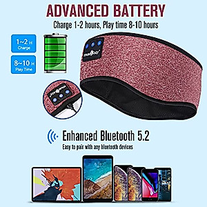 MUSICOZY Sleep Headphones Bluetooth Headband Wireless Music Headband Headphones, Sports Sleeping Headphones Sleep Earbuds with Ultra-Thin HD Stereo Speakers Perfect for Insomnia Workout, Jogging, Yoga