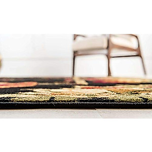 Unique Loom Barnyard Collection French Country Inspired Cottage Rooster Design Area Rug (5' 0 x 5' 0 Round, Black/Ivory)