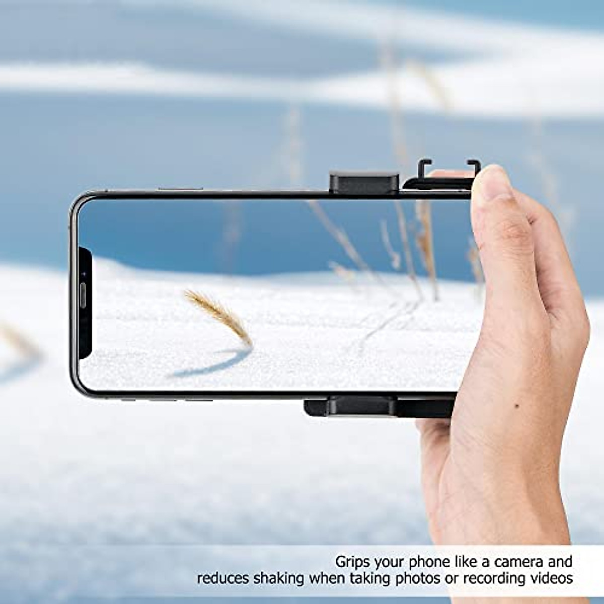 KIWIFOTOS Phone Tripod Mount, Phone Camera Grip Handle Holder with Detachable Bluetooth Shutter Remote Control and Cold Shoe Adapter for iPhone Samsung Smartphone Selfie Vlog Video Shooting-Black