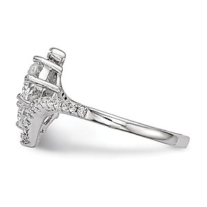 925 Sterling Silver Rhodium Plated CZ Cubic Zirconia Simulated Diamond Two Stone Polished Bypass Ring Size 8 Jewelry for Women