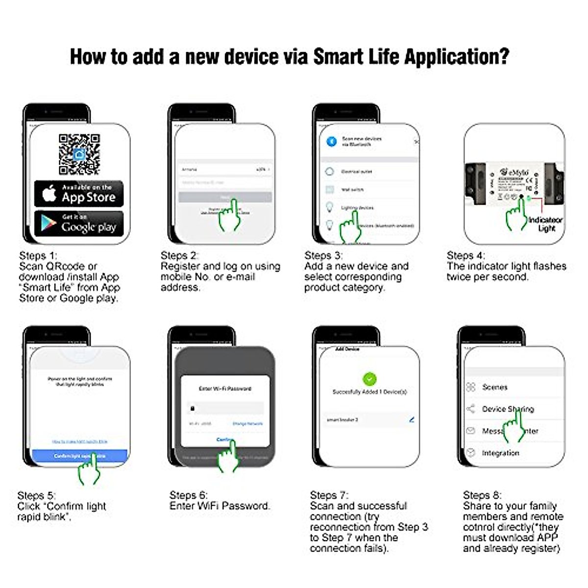 Smart Wifi Switch Relay, eMylo Wireless Remote Control WiFi Light Switch 90-250V One Channel Voice Control Outlet Timer Work with Alexa Google Assistant Smart Life App Via iphone Android 1 PACK
