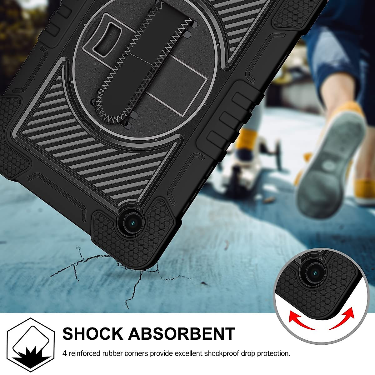 UPIKIT Tablet PC Case Shockproof Durable Protective Cover Durable 360 Degree Rotating Bracket Case Compatible with Samsung Galaxy Tab A8 10.5-Inch 2021 (SM-X200/X205/X207) Tablet Home (Color : Black)