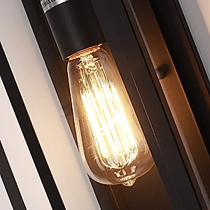 mirrea Classic Outdoor Wall Sconce 1 Light in Matte Black Rectangular Metal Frame and Clear Glass Shade Waterproof Porch Light Patio Light Pack of 2