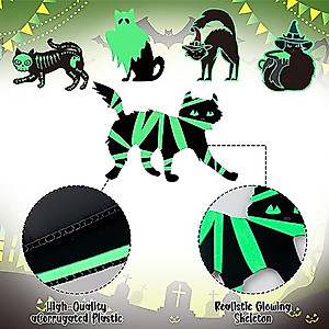 Halloween Yard Decorations Outdoor Signs - 5pcs Black Cat Halloween Decor Yard Signs with Stakes, Mummy Ghost Witch Skeleton Cat Glow in Dark for Halloween Party Supplies Garden Lawn Decorations