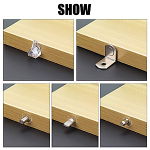 HELIFOUNER 100 Pieces 5 Styles Shelf Pins Kit, Top Quality Nickel Plated Shelf Bracket Pegs Cabinet Furniture Shelf Pins Support for Shelf Holes on Cabinets, Bookcases, Entertainment Centers