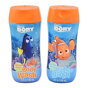 Walt Disney Studio Disney Finding Dory Bathroom Bundle Finding Nemo Hair Accessories Set - 16 Pc Ultimate Finding Dory Bath Set Including Hair Ties, Hair Clips, Body Wash, Bubble Bath, and More