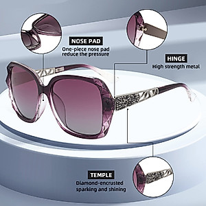 OCERAVE Oversized Polarized Square Sunglasses for Women Men Fashion Sparkling Frame Shades HJ025