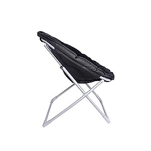 Amazon Basics Faux Fur Saucer Shaped Chair with Metal Frame Black 32.3"D x 27.2"W x 32.3"H