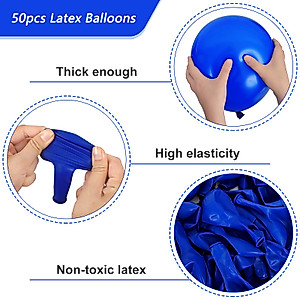 RUBFAC 50pcs Royal Blue Latex Balloons, 12 Inch Helium Party Balloons, Latex Balloons for Balloon Garland Arch as Wedding, Birthday, Graduation, Baby Shower, Bridal Shower