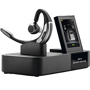 Jabra Motion Office MS Certified for Skype for Business Bluetooth Headset with Touch Screen Base for Desk Phone, VoIP Softphone, Mobile Phones and Tablets
