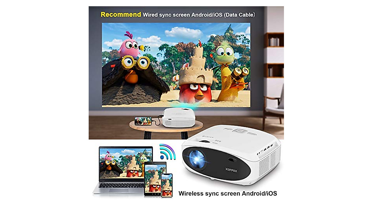 XOPPOX 1080P WiFi Bluetooth Projector for Home & Outdoor Use