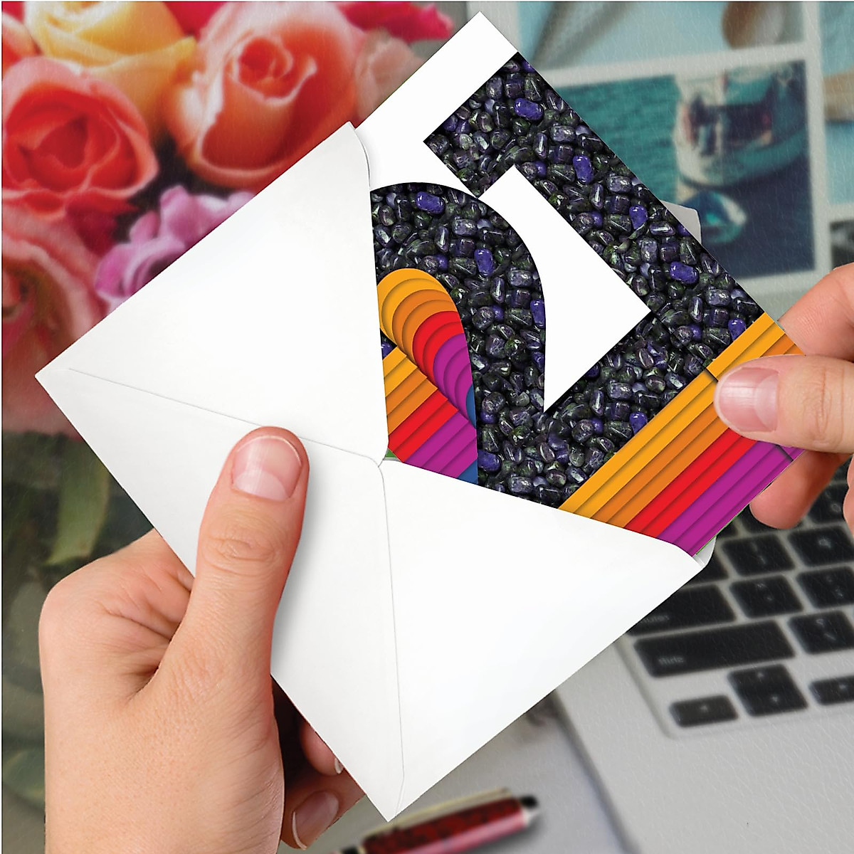 NobleWorks - 21st Happy Birthday Card Milestone - Fun Bday Celebration Notecard with Envelope, 21 Year Old Congrats (Not Foil, Sparkled, or 3D) - Bold Milestones 21 C6110PMBG