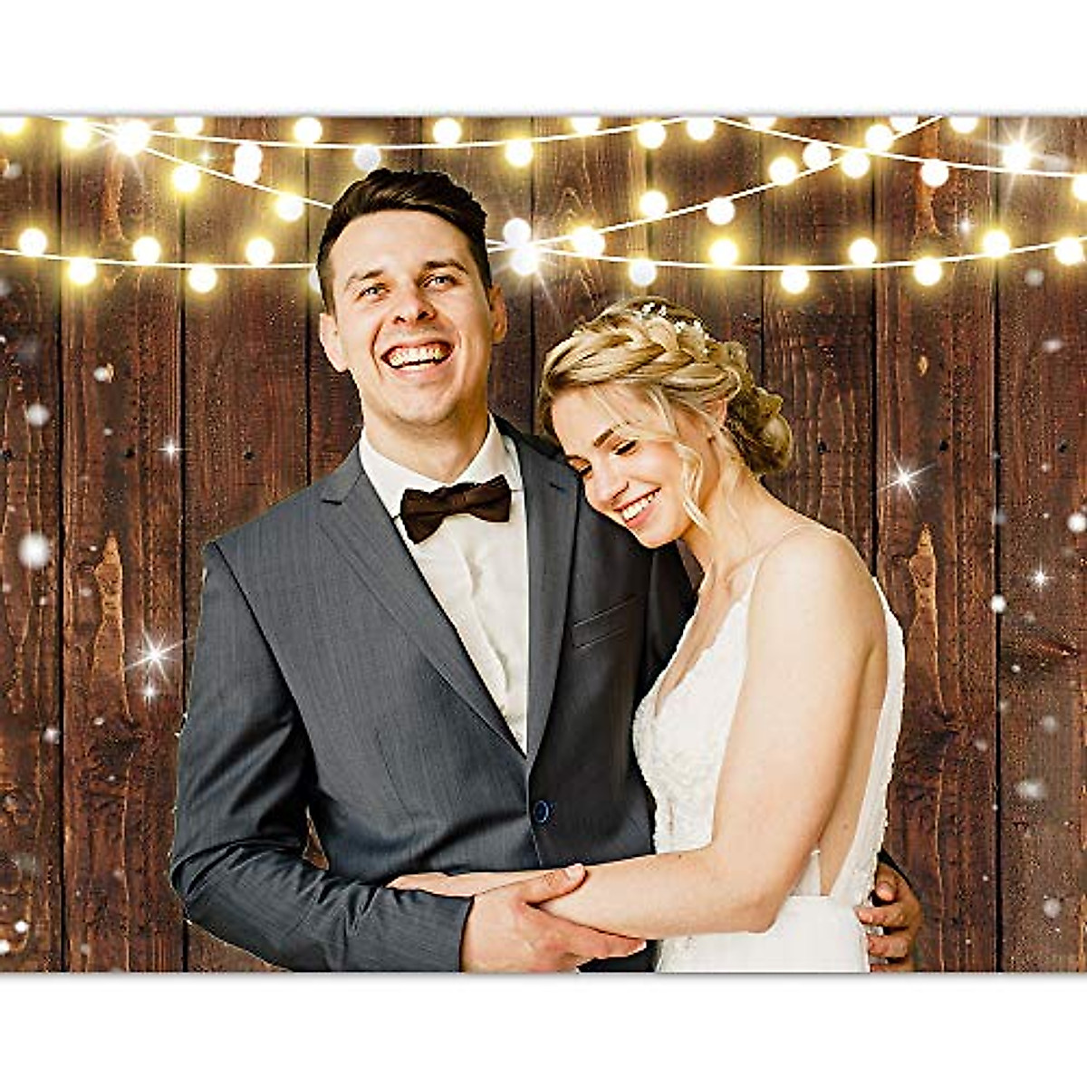 Funnytree 7x5FT Rustic Glitter Wood Photography Backdrop for Wedding Party Banner Birthday Bridal Shower I Do BBQ Baby Shower Background Photo Booth