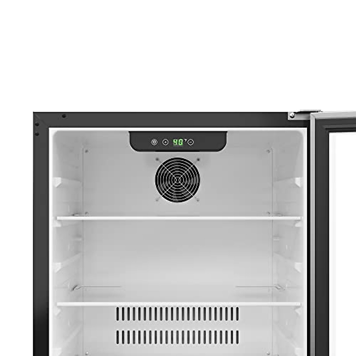 KoolMore 23.4” Built-In Mini Fridge for Food and Beverages with Glass Shelves, Stainless Steel Door, Adjustable Temperature, LED Light, for Home, Office, Garage, or Dorm [5 Cu. Ft.] (KM-BIR5C-SS)