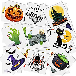 144 Pieces Halloween Temporary Kid Adult Halloween Themed Waterproof Temporary Stickers Party Decoration Supplies for Halloween Party Favor, Treats, Decor, Goodie Bag, 9 Styles