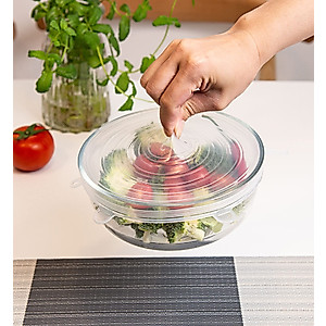 Kangbet Silicone Stretch Lids,Food Grade Silicone BPA Free Flexible Reusable Food Storage Silicone Covers for Bowls Cups Fruits Microwave Dishwasher Safe,6 Sizes 12 Packs