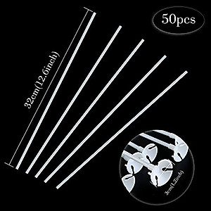 PP OPOUNT 50 Pieces Balloon Sticks Upgraded Version White Balloon Sticks Holders with Cups for Christmas Decoration, Wedding, Party, Holidays, Anniversary Decor