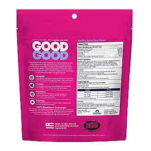 GoodGood Healthy Aging Dog Supplements; Supports Optimal Long-Term Health; Adult or Older Dog; Soft Chews with Astragalus, Turmeric, and Resveratrol; Probiotics; 90 Natural Flavor Chews