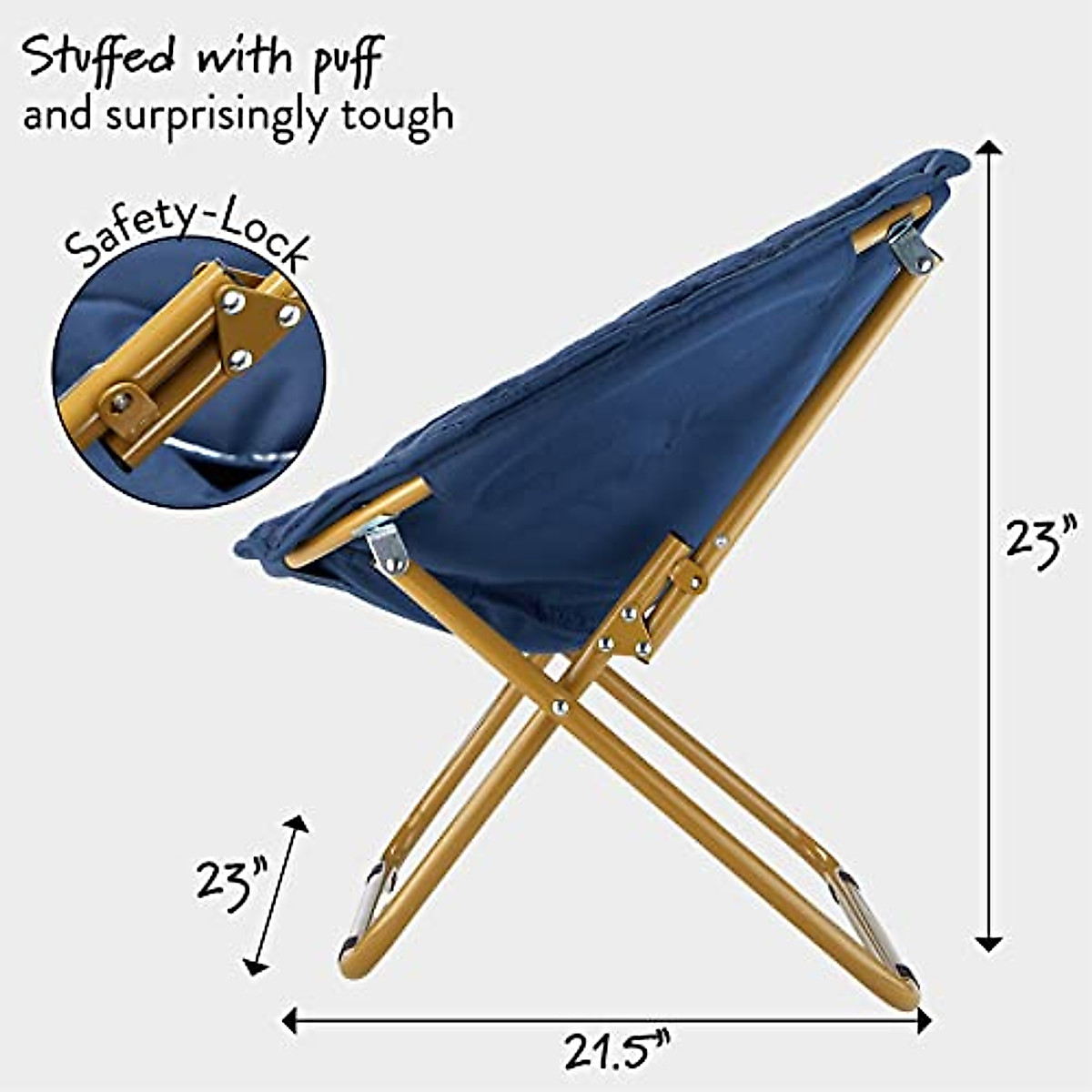 Heritage Kids Faux Fur Kids Saucer Chair, Navy with Gold Base