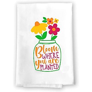 Decorative Kitchen and Bath Hand Towel | Flowers Bloom Where You Are Planted | Spring Summer Garden Themed | Home Decor Decorations | House Gift Present