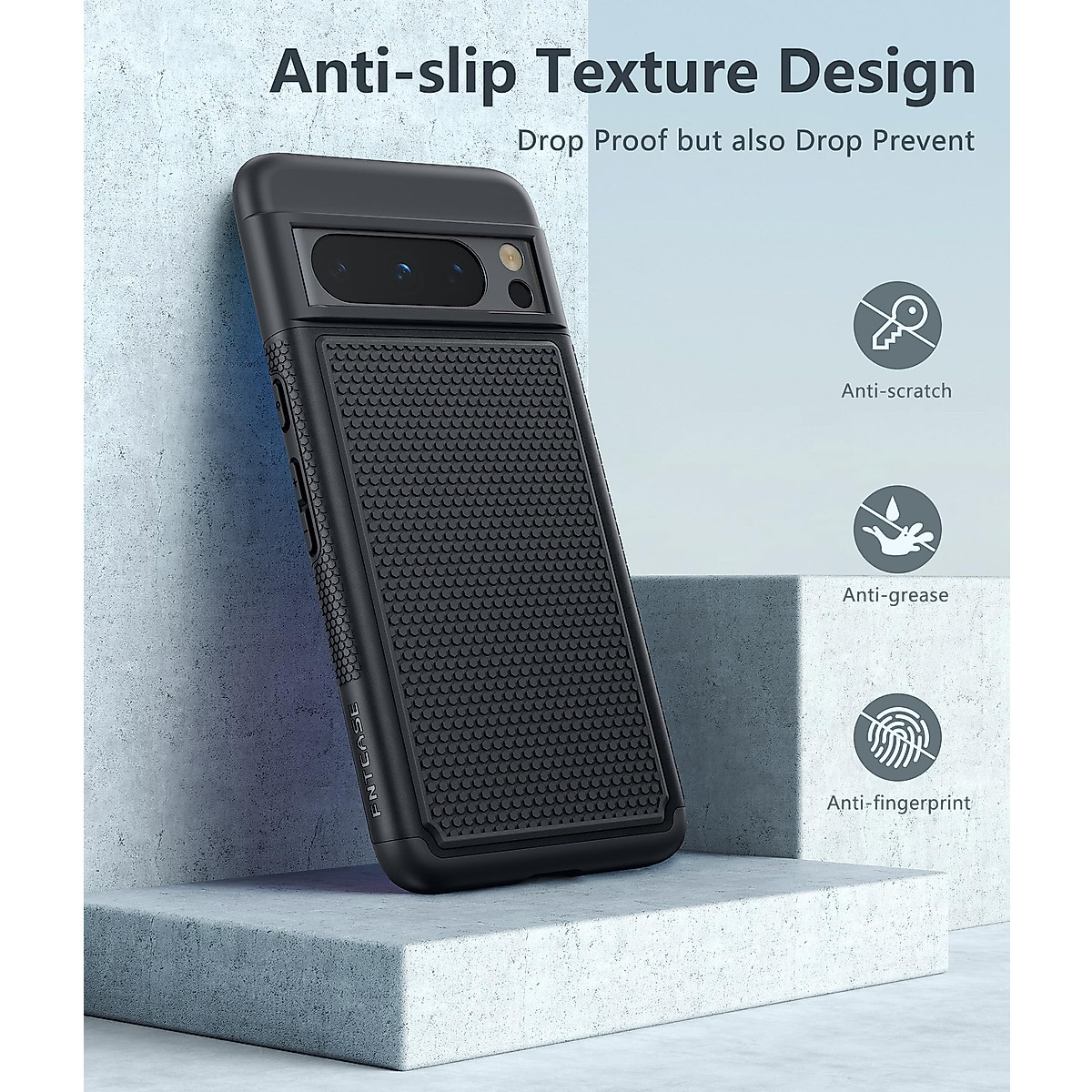 FNTCASE for Google Pixel 8-Pro Case: Pixel 8 Pro Dual Layer Shockproof Protective Phone Cover | Anti Slip Textured Back | Military Protection Bumper | Heavy Duty Rugged Tough Cell Case