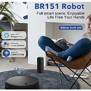 Robot Vacuum and Mop Combo, WiFi/App/Alexa, Robotic Vacuum Cleaner with Schedule, 2 in 1 Mopping Robot Vacuum with Watertank and Dustbin, Self-Charging, Slim, Ideal for Hard Floor, Pet Hair, Carpet