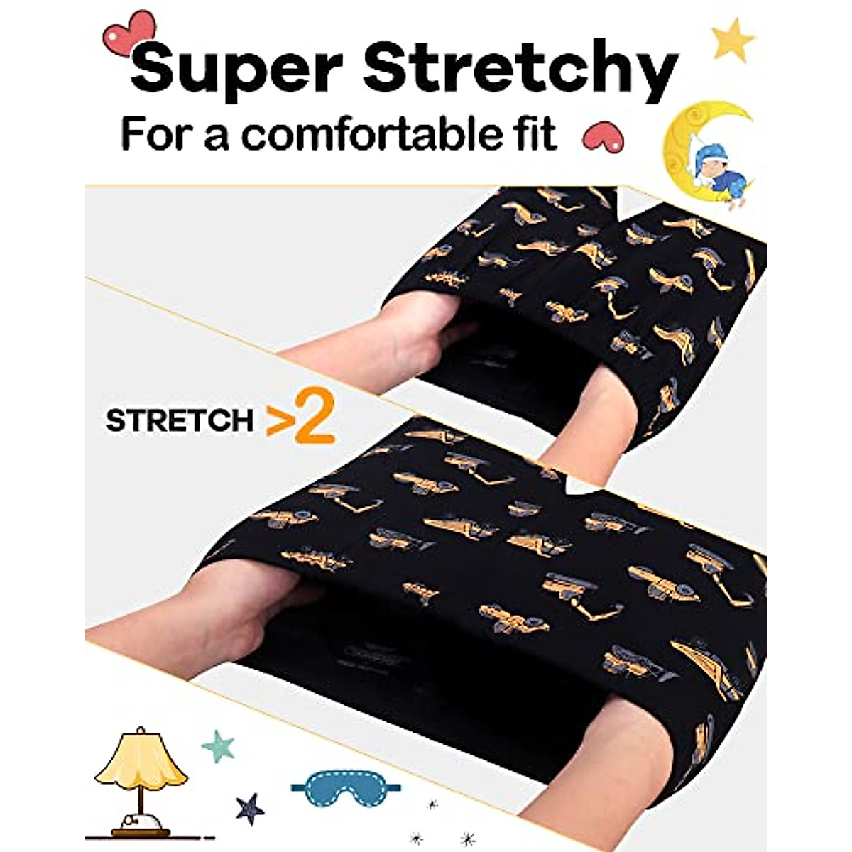 DAUGHTER QUEEN Boys Pajamas 18-24 Months Summer PJs Excavator Pj Sets Baby Toddler Cotton Short Sleeve Sleepwear Jammies Construction Clothes Outfits 18m/Mo, 24m/Mth