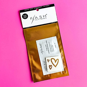 CLASSIC HEARTS set of 10 premium waterproof metallic gold foil temporary Flash Tattoos - Party Favors, Party Supplies, wedding, wedding shower, bride, bachelorette, hearts