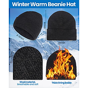 Liitrsh 6 Pcs Winter Warm Beanie Hat Touchscreen Gloves Set Knit Hat Warm Cap Gloves Set for Men and Women Touchscreen Gloves Set with Fleece Lined Soft Warm Beanies Winter Gloves for Men Women