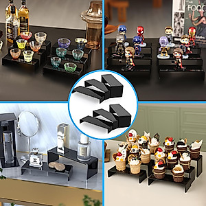 Goabroa Black Acrylic Display Risers, 3 Tiers 2 Set (6 Pcs) Acrylic Shelves Organizer Display Stand, Conutertop Desktop Acrylic Display for Decoration and Organizer