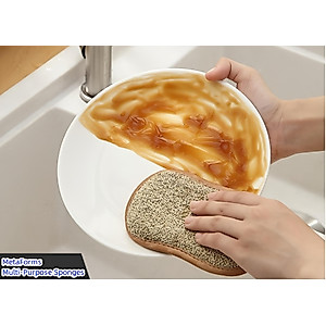 MetaForms Multi-Purpose Scrub Sponges Kitchen - 6 Pack, Non-Scratch Microfiber Sponges for Cleaning, Along with Heavy Duty Scouring Power - Reusable Dish Sponge for Dishes, Pots and Pans（ Large）