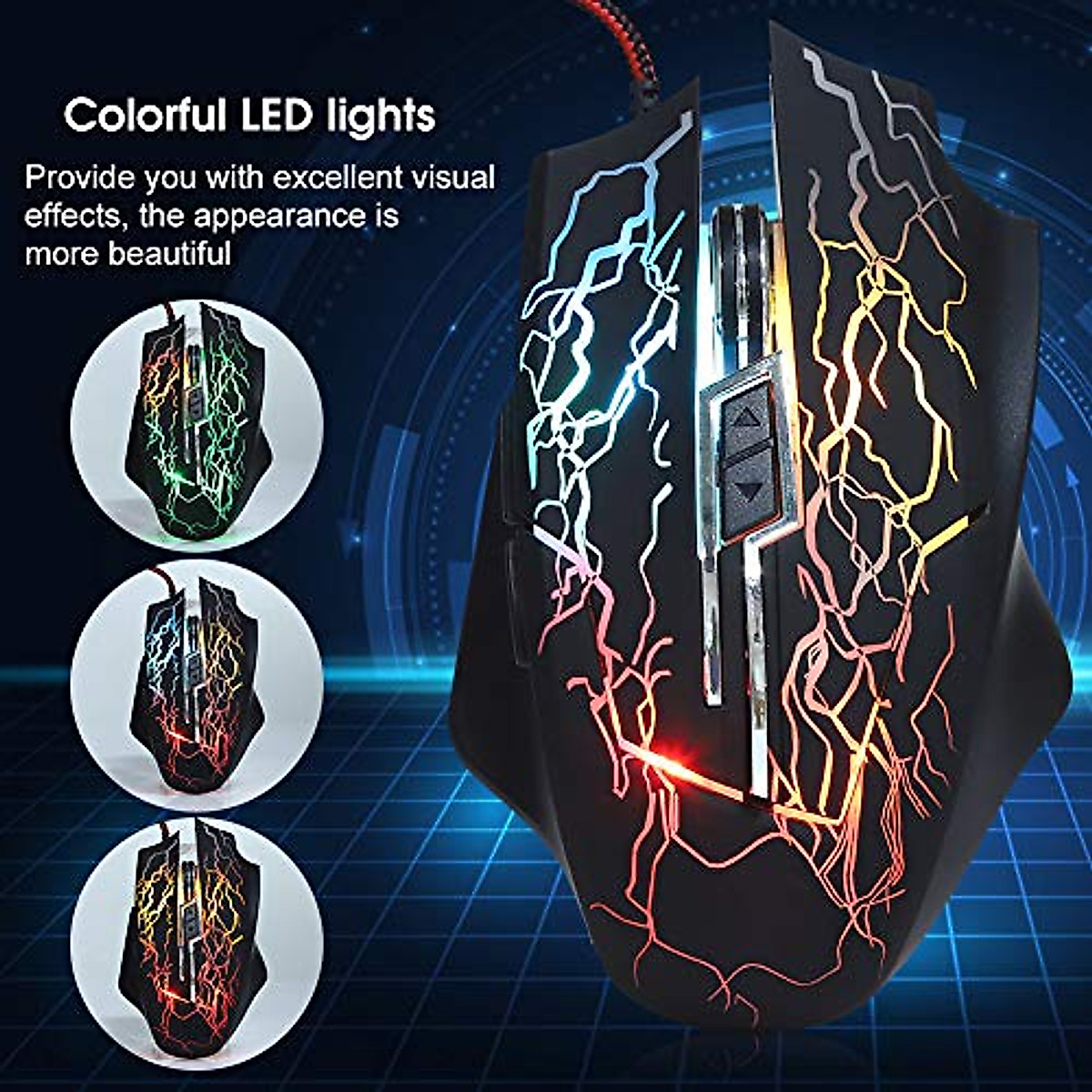 Laptop Gaming Mouse, Gojiny Portable Wired Mouse 6-Butto Wired Mice for Office Drawing Game Players Computer Accessory