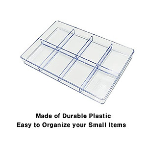 carrotez Makeup Organizer, Drawer Organizer, 8 Grid Plastic Storage Organizer, Clear Plastic Compartment Organizer for Makeup, Jewelry, Accessories