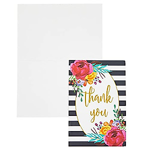 Juvale Assorted Floral Thank You Blank Cards with Envelopes (4x6 In, 48 Pack)