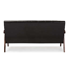 Baxton Studio BBT8011A2-Brown Sofas, 29.45LX63.38WX31.59H, Dark Brown