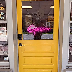 LED Neon Open Sign, MOLCOVEX 15"x 7.3" Business Open Sign with Remote, Adjustable Brightness Open Neon Lights for Restaurant Bar Salon Stores Hotel Wall Decor Light Open Sign (Pink)