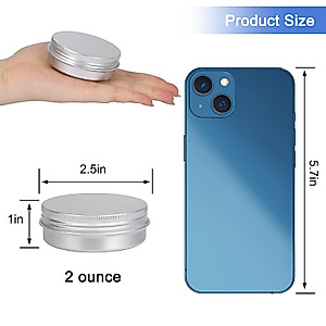 Moretoes 60 Pack 2 Oz Metal Round Tins Aluminum Tin Cans Containers with Screw Lid for Lotion Bars, Balms, Salve, Spices or Beard Balm