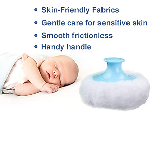 2 Large Fluffy Powder Puff, Body Cosmetic Powder Puff, Soft Face Body Powder Puff for Baby& Kid& Adult (3.2 Inch with Hand Holder, Blue)