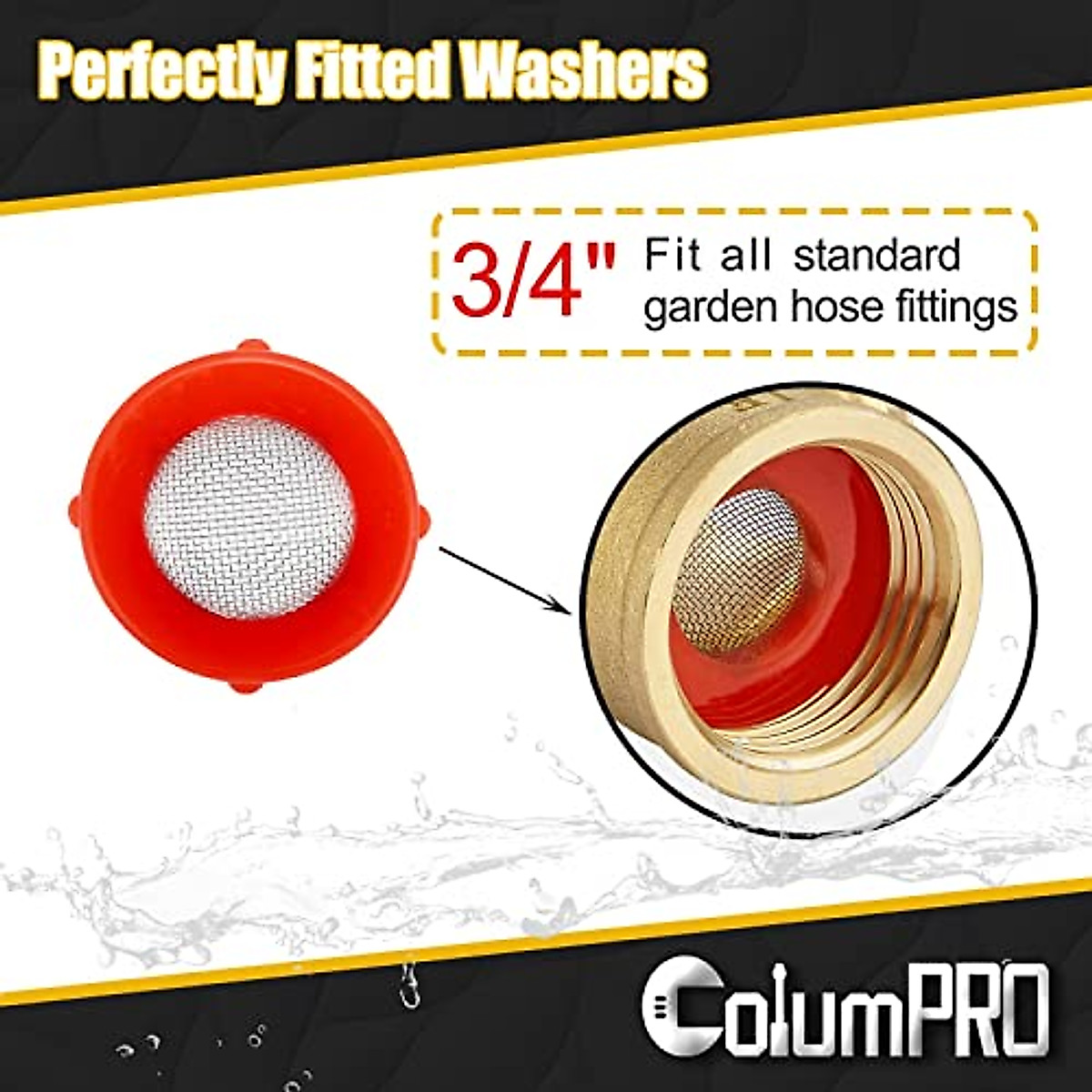 ColumPRO 20 Pieces Stainless Steel Hose Coupling Filter Silicone Washers, Silicone Washer Hose Filters,Fittings fit Standard for 3/4 Inch Garden Hose Connector and 5/8 Inch Washing Machine
