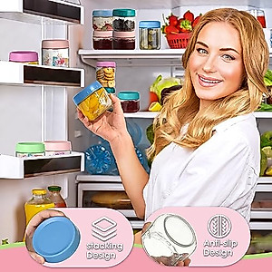 KITCHOP 4 Pack Overnight Oats Containers with Lids, Glass Jars with Lids, Mason Jars with Airtight Lids, Glass Storage Containers for Leftover, Breakfast and Lunch(9.1 oz)