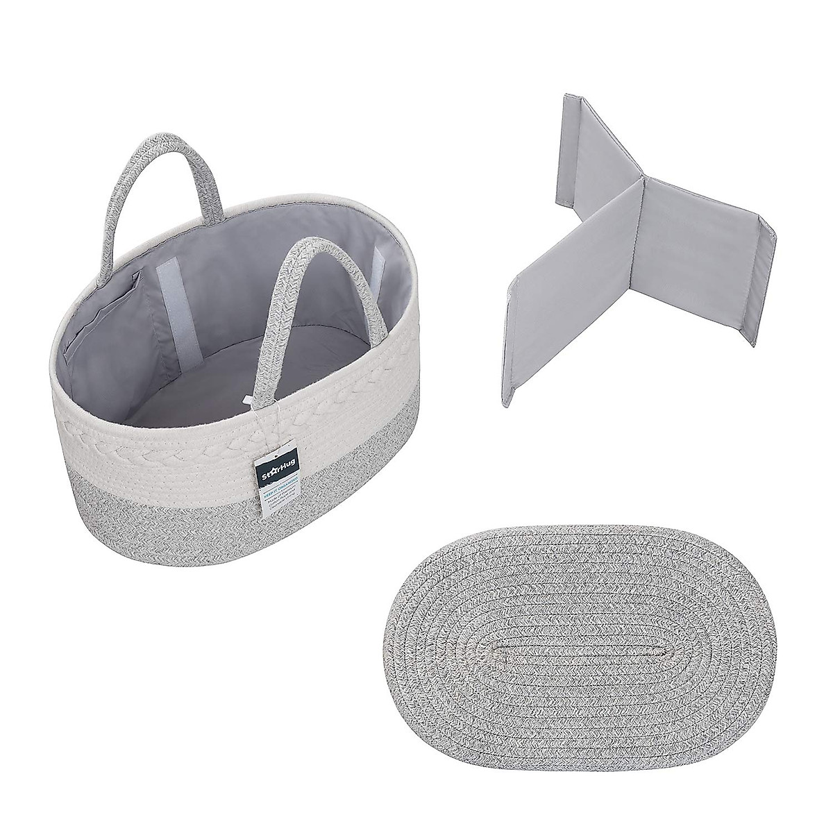 StarHug Baby Diaper Caddy Organizer – Baby Shower Basket with 2 Inner Pockets, Cleanable Interior, 100% Cotton Rope, Eco-Friendly, Large