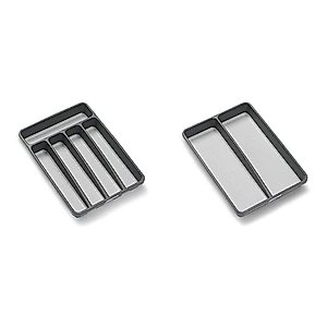 madesmart Classic Mini Silverware Tray with 5 Compartments + madesmart mini Utensil Tray with 2 Compartments | Kitchen Organizer | Soft-grip Lining and Non-slip Rubber Feet | BPA-Free