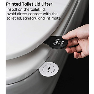 3 Pcs Fashion Pattern Toilet Seat Lifter,Avoid Touching Toilet Seat Handle Seat Cover Lifter,Handle Hygienic Clean, Toilet lid handle,Adhesive,Hygiene(Three-Design) White