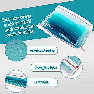 13 Pocket Coupon Receipet Teal Junior Size Accordion Folder 11 x 7 inch Expanding File Folders Zipper Closure Small Organizer Receipt File Folders for Purse Cars Checks Tickets Tax Item Pay Bill