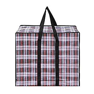 CLARA Large Checkered Storage Bag Oversized Waterproof Moving Totes Carrying Bag Luggage Bag Reusable Laundry Bag(Black, 20×20’’)
