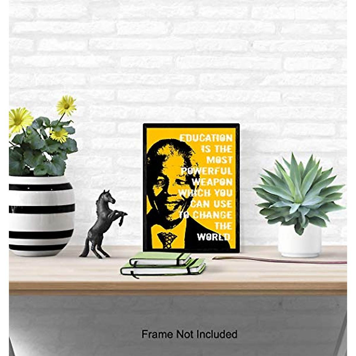 Nelson Mandela Poster, 8x10 - Classroom Decor - Inspirational Quotes Wall Art - Teacher Gifts - School Decorations - Motivational Wall Decor - Nelson Mandela Wall Art - Positive Quotes for Kids